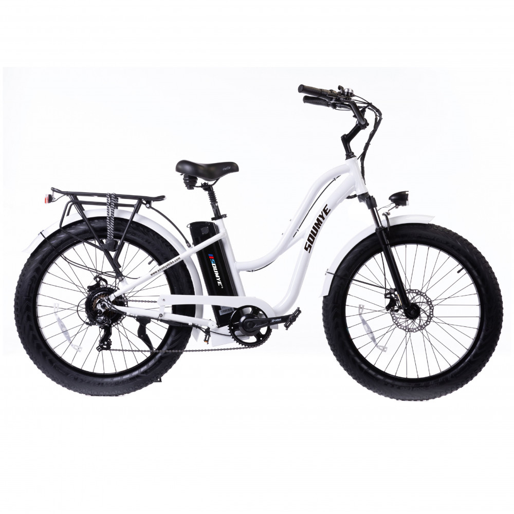 Soumye 48V750W16Ah 26"x4.0 Fat Tire Beach Cruiser Electric Bicycle Step ...